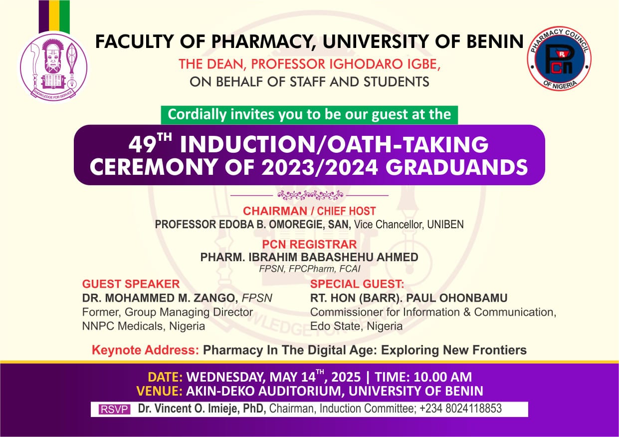 Faculty Of Pharmacy 49th Induction Ceremony – UniBEN News